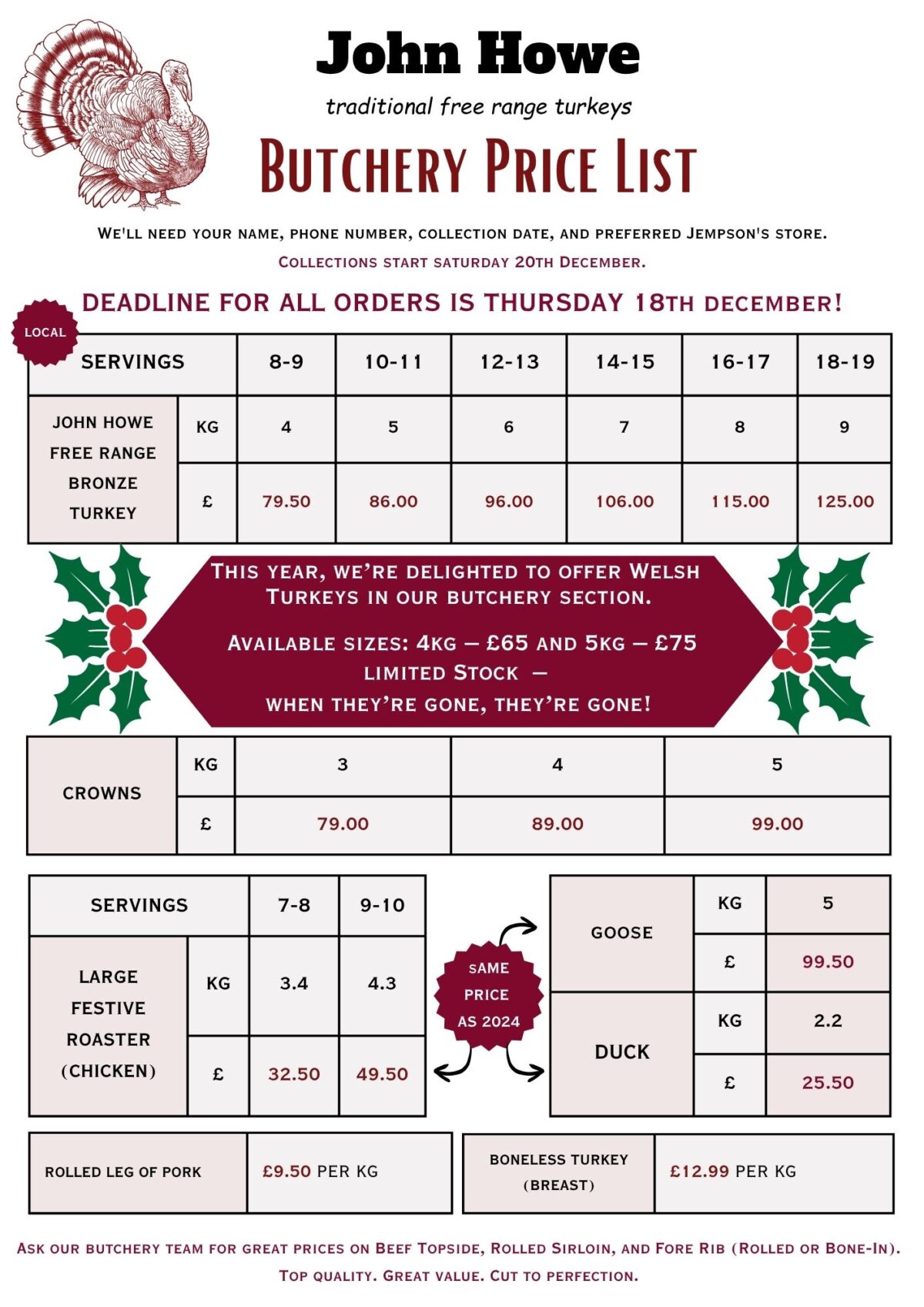 Order Now: Christmas Turkeys & More – Jempsons