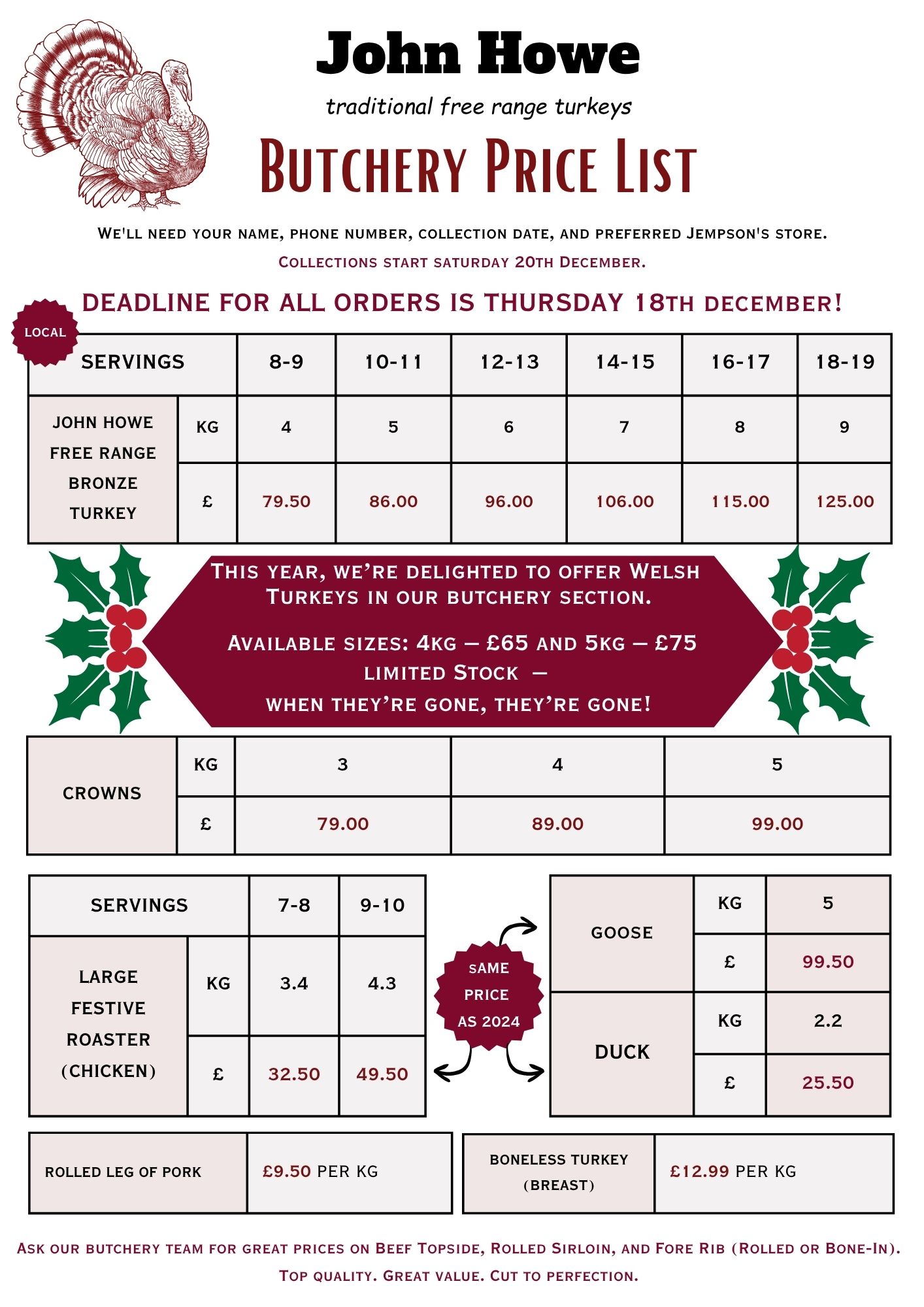 Order Now: Christmas Turkeys & More – Jempsons