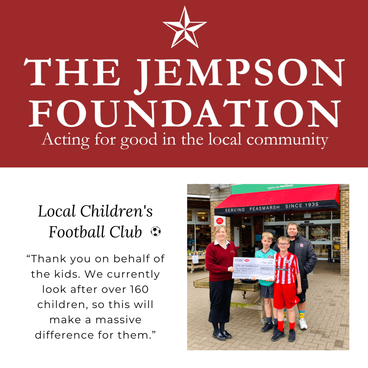 The Jempson Foundation donates again! – Jempsons