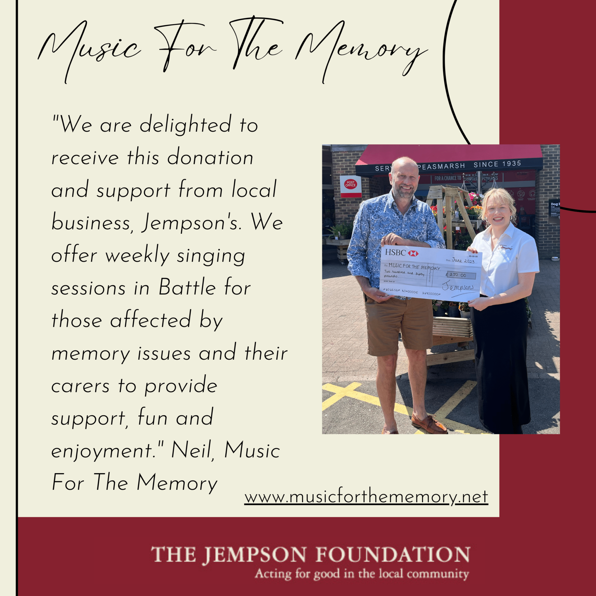 The Jempson Foundation donate again! – Jempsons